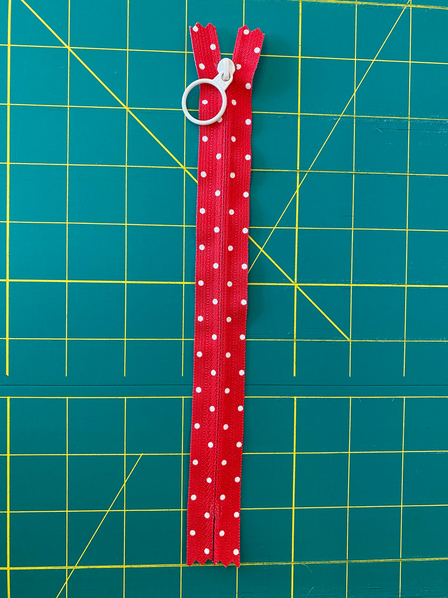 Red Polka Dot Zipper 8” – Intrepid Thread
