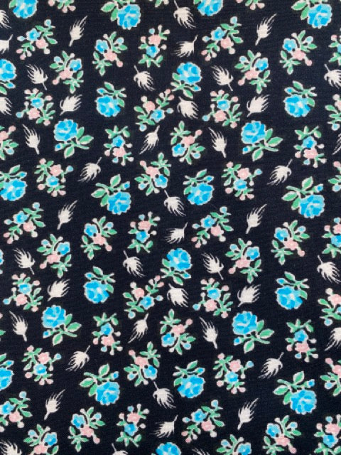 Momnson - Feedsack Teal Roses on Black – Intrepid Thread