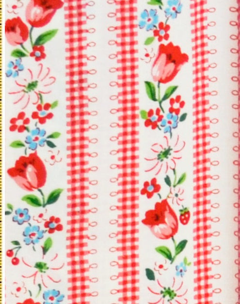 Atsuko Matsuyama - Lacy Ribbon Stripe Red on White – Intrepid Thread